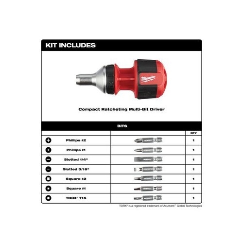 Milwaukee Tool 48-22-2330 8-In-1 Compact Ratcheting Multi-Bit Driver | eBay