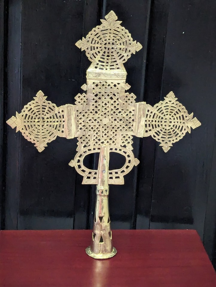 Large Handmade Orthodox Coptic Gold Processional Cross Ethiopia Home ...