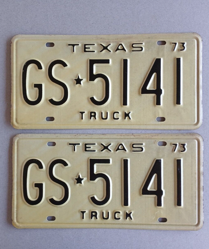 🐾 1973 TEXAS "TRUCK" LICENSE PLATE PAIR (GS-5141) UNUSED NOS | eBay