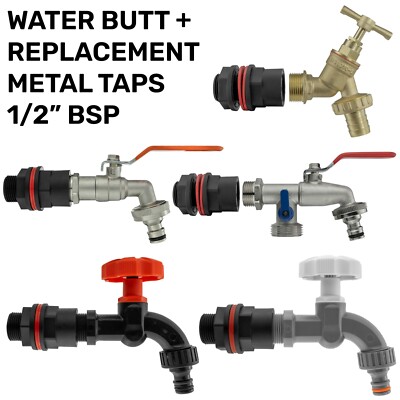 Water Butt Replacement Tap Solid Metal Lever Bib Outlet Barb Quick ...