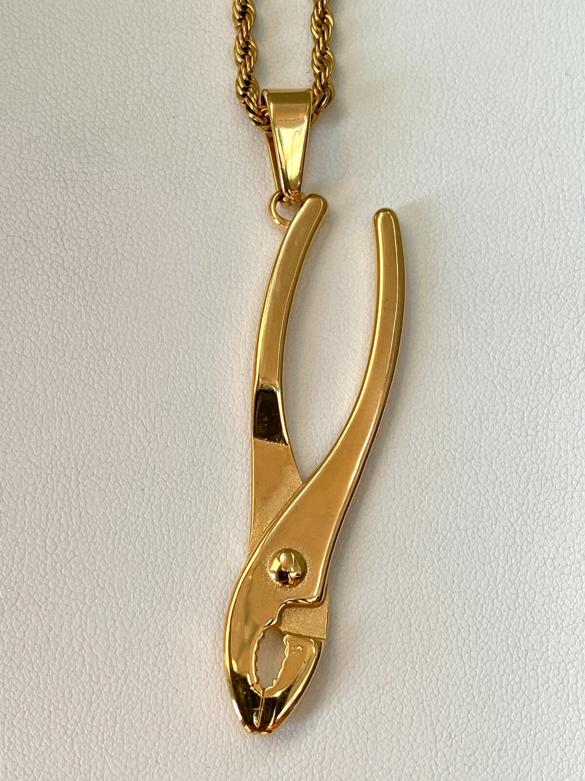 Cutting Plier Mechanic Pendant Men Women 14k Gold Finish Charm Rope ...