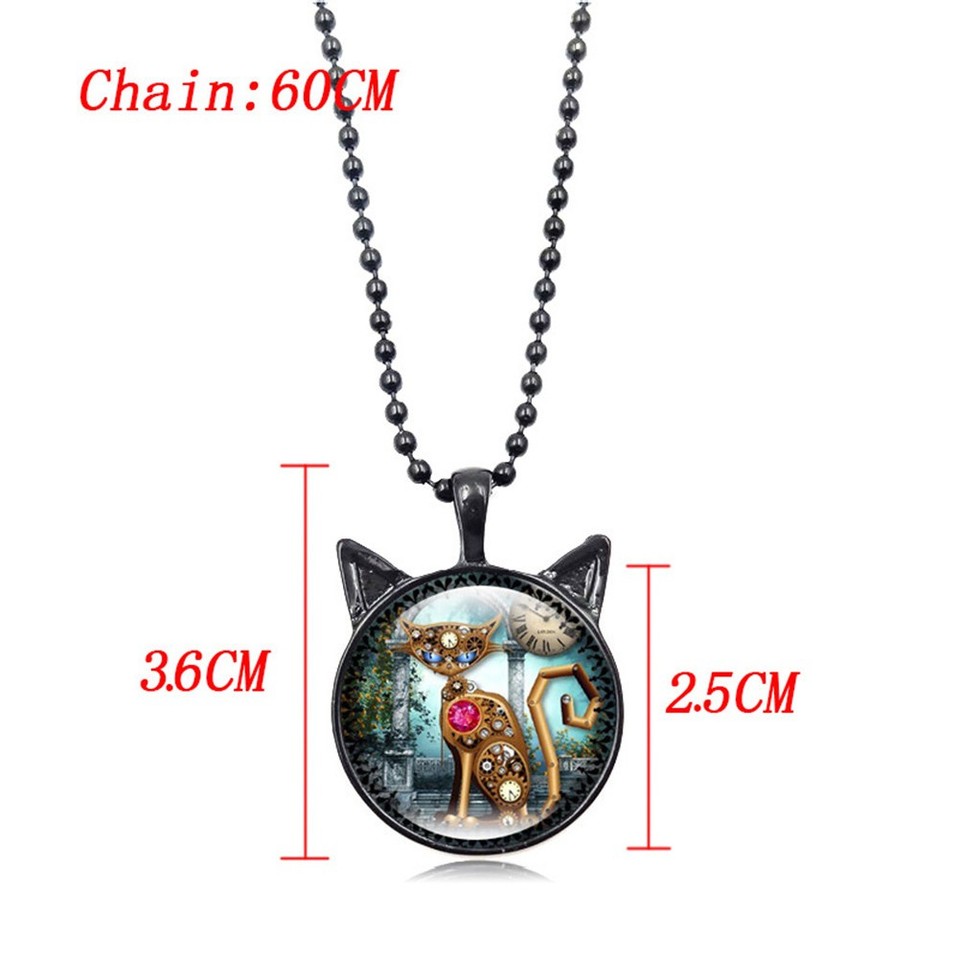 Steampunk Cat Necklace Clock Pendant Jewelry Kitty Kitten Necklace ...