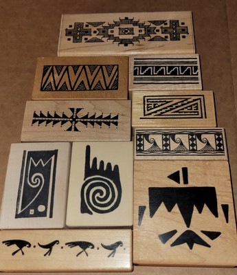 1990s 9 Vintage Native American Tribal Rubber Stamps Toy Box | eBay