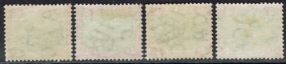 FEDERATED MALAY STATES 1904 TIGER 4C 4 DIFFERENT SHADES ALL WMK MULTI ...