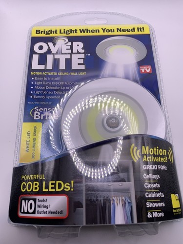 Over Lite As Seen On TV 4 in x 4 in Motion Activated Ceiling/Wall Light ...