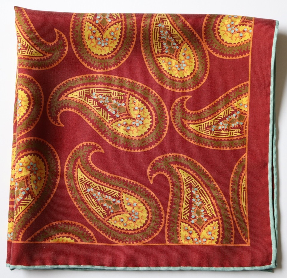 Silk pocket square. Paisley 45cm. Hand rolled. Made in England | eBay UK