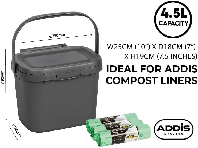 Addis Everyday Kitchen Food Waste Compost Caddy Bin, 4.5 Litre | eBay UK