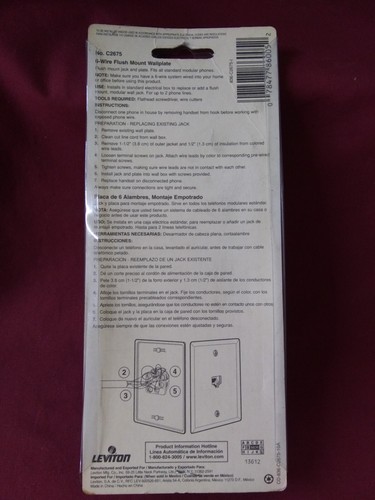 6-Wire Telephone C2675-I Leviton Ivory FLUSH MOUNT Phone Jack Wall ...