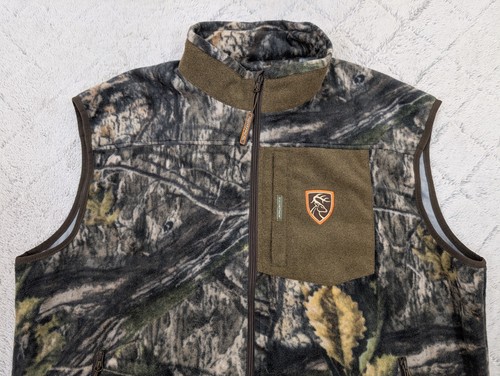 Drake Vest Mens XL Green Camo Oak Country Windproof Layering Fleece Non ...