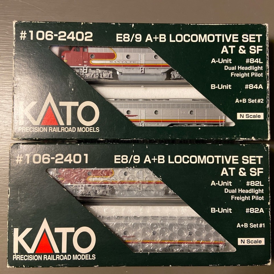Kato N scale Santa Fe E8/9A and E8/9B A-B-B-A Locomotives Set Of Four(4 ...
