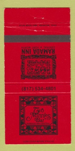 Matchbook Cover - Two Minnies Bar Ramada Fort Worth TX 30 Strike | eBay