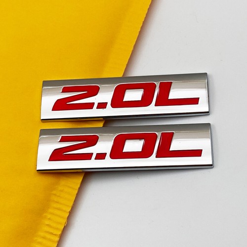 2x Chrome Red 2.0L Logo Metal SUV Sport Engine Emblem Car Trunk Sticker ...