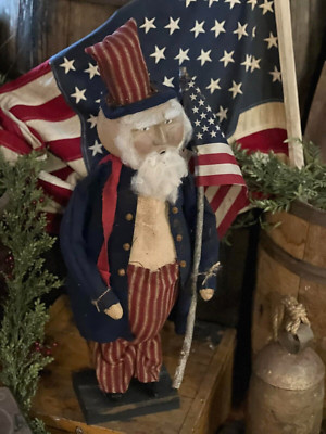 Handcrafted Colonial Primitive Patriotic Large Chubby Clay Face Uncle ...