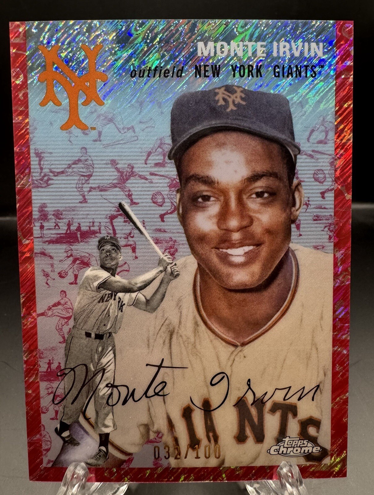 Monte Irvin 2023 Topps Platinum Anniversary TOILE FUCHSIA LAVA /100 | eBay