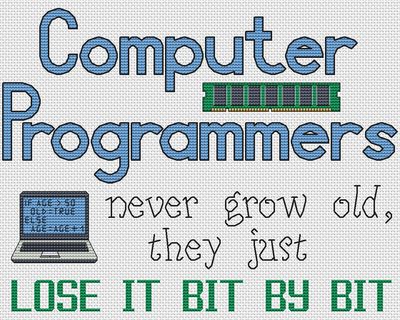 Computer Programmers Lose It Cross Stitch Design (10"x8",25x20cm,kit ...