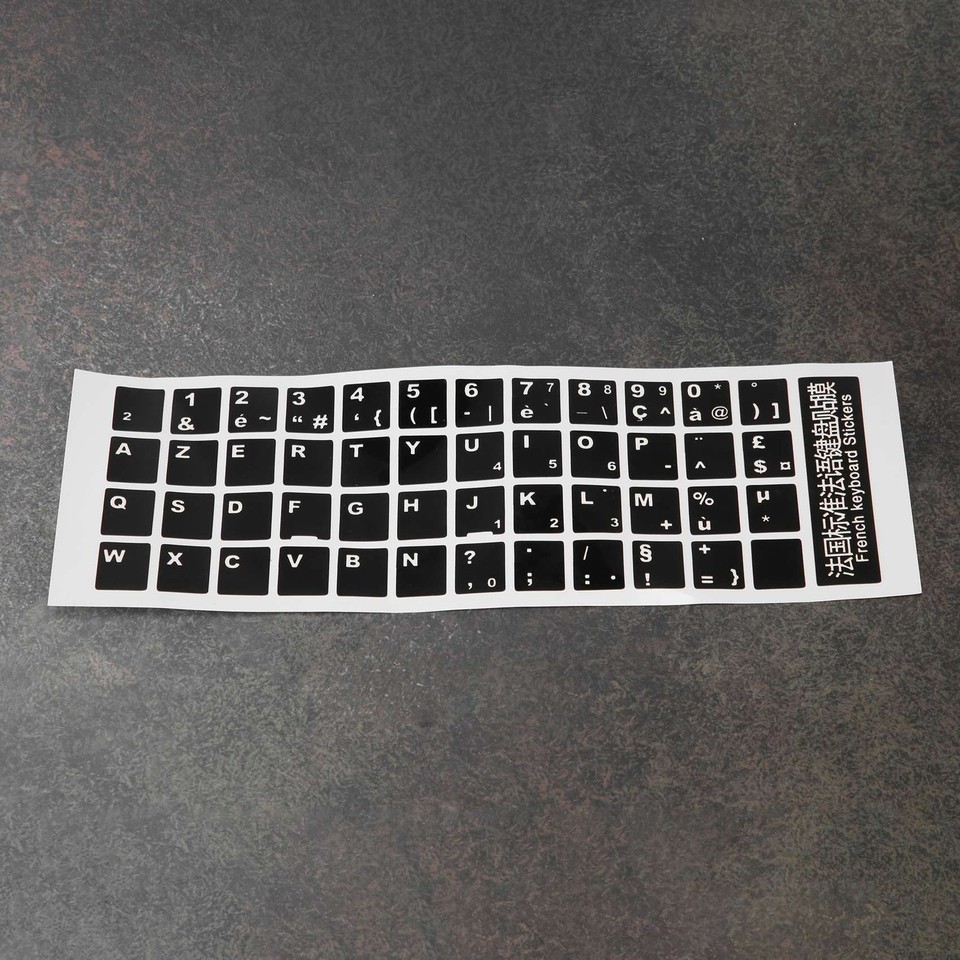 White Letters French Azerty Keyboard Sticker Cover Black for Laptop PC ...