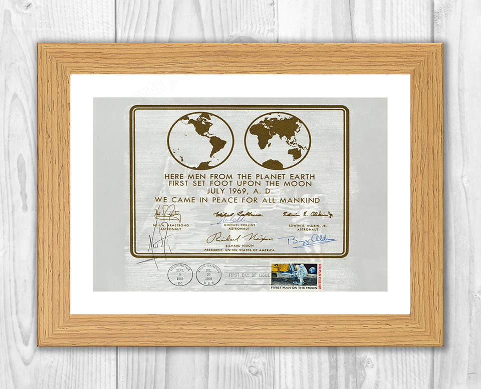 Apollo 11 plaque attached to lunar module A4 poster choice of frame | eBay