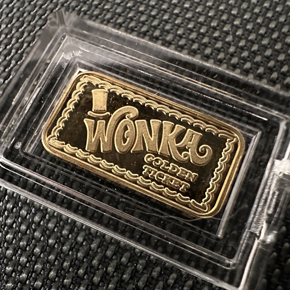"WONKA GOLDEN TICKET" 1 Gram 999 Silver Bullion Bar In Capsule - 24k ...