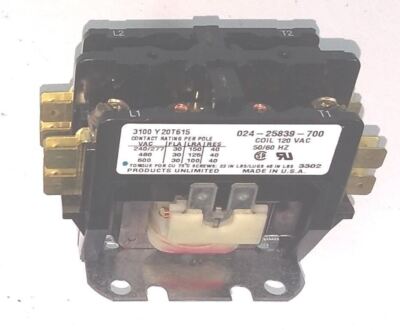 Products Unlimited 3100Y20T615 30A 120v coil 2P 600V definite purpose ...