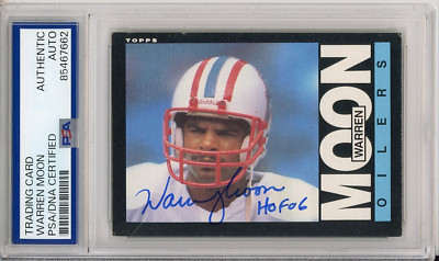 1985 TOPPS FOOTBALL WARREN MOON SIGNED HOF ROOKIE RC PSA DNA COA ...