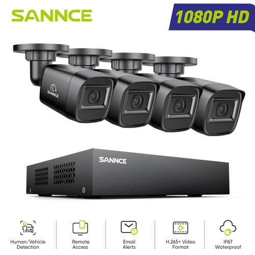 SANNCE 8CH DVR 1080P CCTV Security Camera System Outdoor Human ...