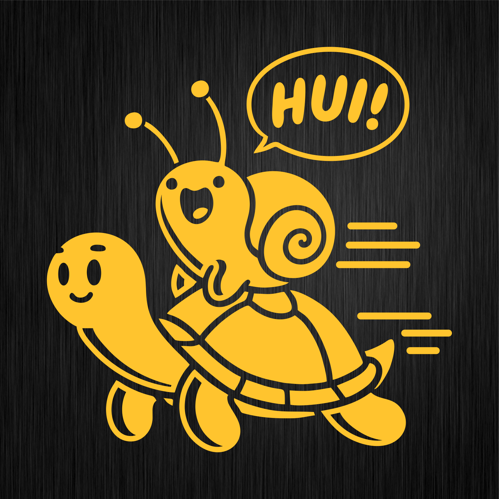 Hui Schnecke reitet Schildkröte Cartoon Spaß Gelb Vinyl Decal Sticker ...