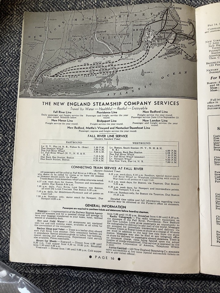 1934 FALL RIVER LINE JOURNAL Magazine Whale Ship Wanderer Maine Hunting ...