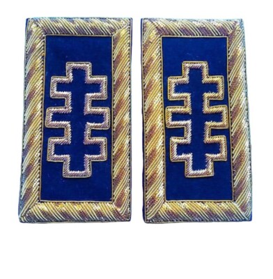 York Rite Templar Past Grand Master Shoulder Boards Golden Bullion | eBay