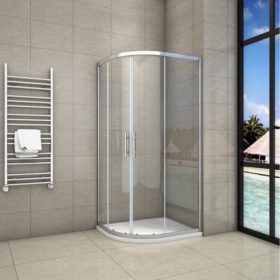 Offset Quadrant Shower Enclosure and Tray Corner Cubicle Glass Screen ...