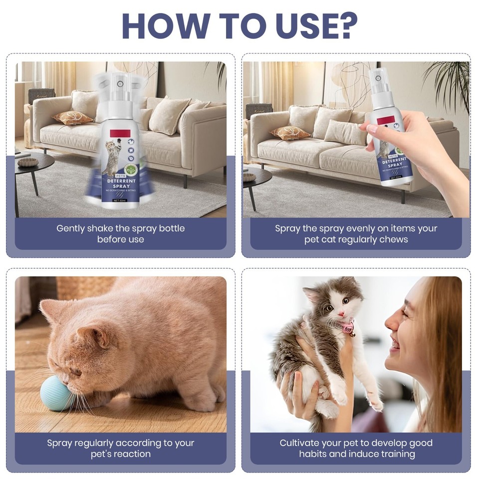 2 Pack - Deterrent/Repellent Spray for Cats 50ml–Stop Scratching ...