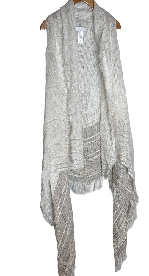 Rag and Bone Linen Shawl Fringe Long Scarf Vest Drape… - Gem