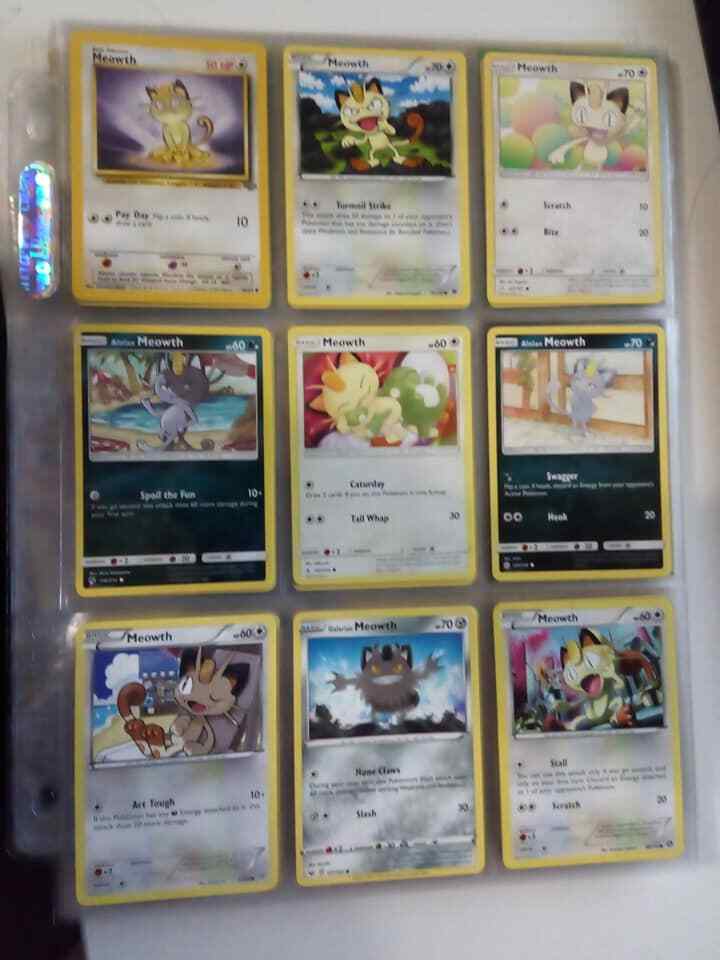 Pokemon 9 Card/Tarjeta Set: 9 different Meowth Cards(2 Alolan & 1 ...
