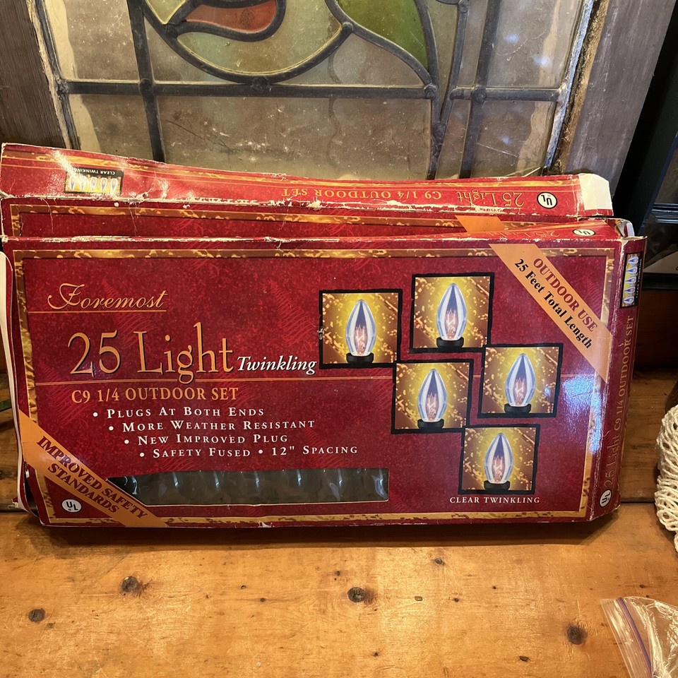 VTG Foremost Twinkling Lights. Outdoor #3026 Christmas 2 boxes. TESTED ...