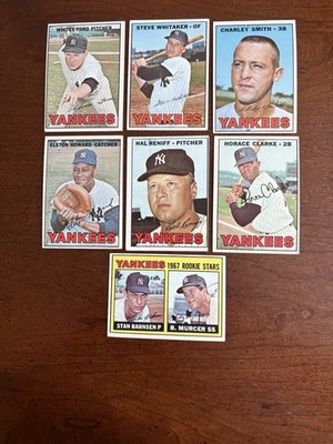 1967 Topps Baseball Lot Of 7 Different. ALL YANKEES. Whitey Ford. EX No ...