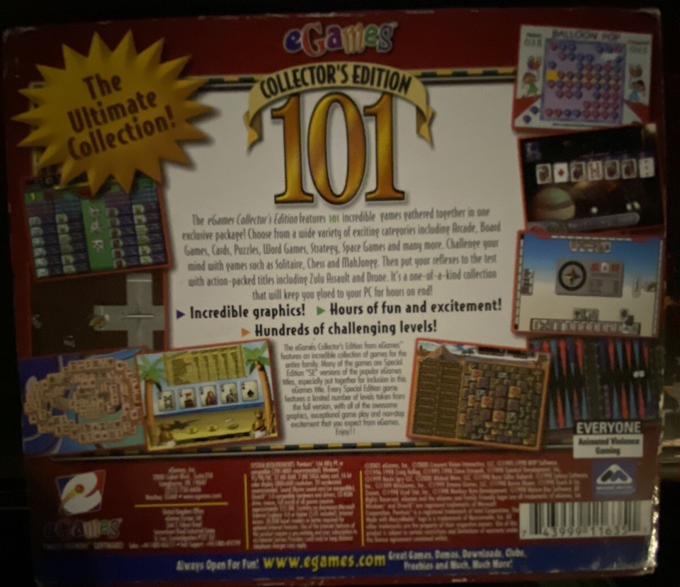 101 Incredible Games: Collector's Edition eGames PC Computer Video Game ...