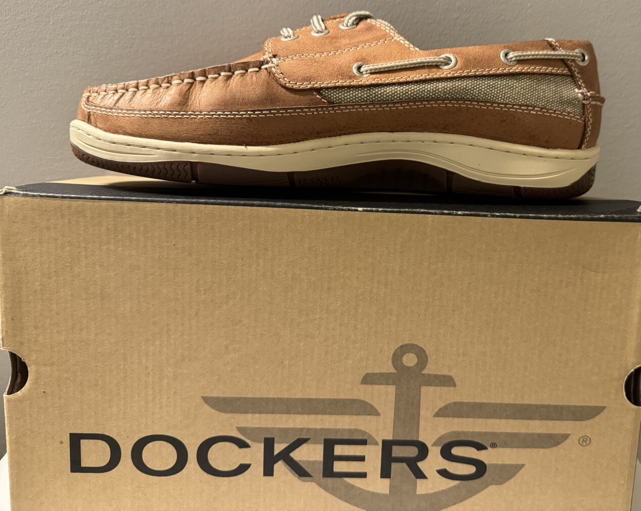 Dockers Mens Red Brown Leather Lace Up Boat Deck Shoe 10 m New In Box ...