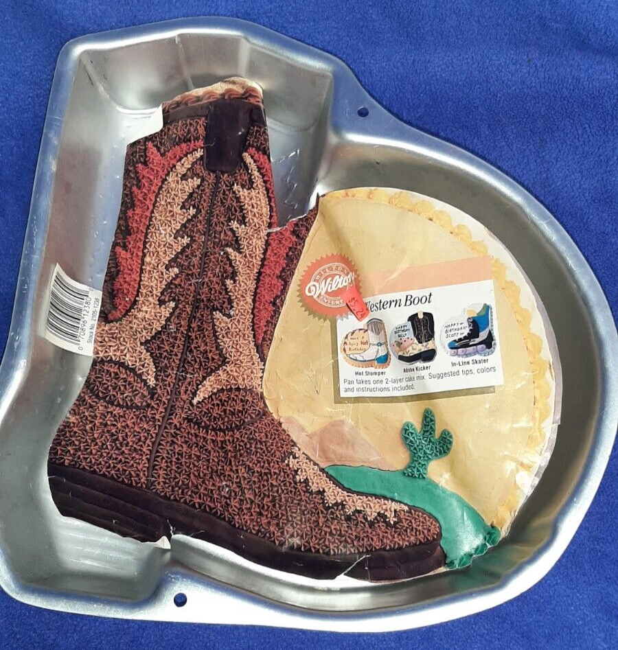 Wilton BIG WESTERN BOOT cake pan COUNTRY COWBOY COWGIRL PARTY mold tin ...