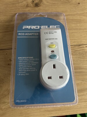 Plug-In RCD Adaptor - PRO ELEC, RCD 13 Amp UK Mains Socket Plug Power ...