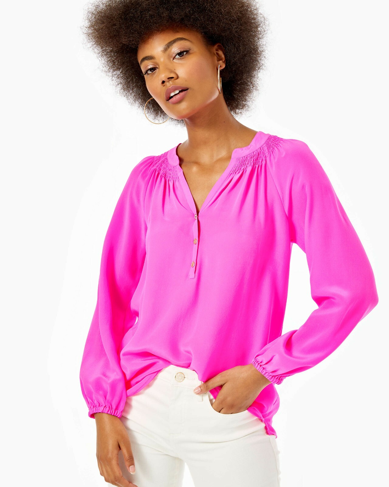 Lilly Pulitzer Elsa Silk Top, Solid Color, Restocked | eBay