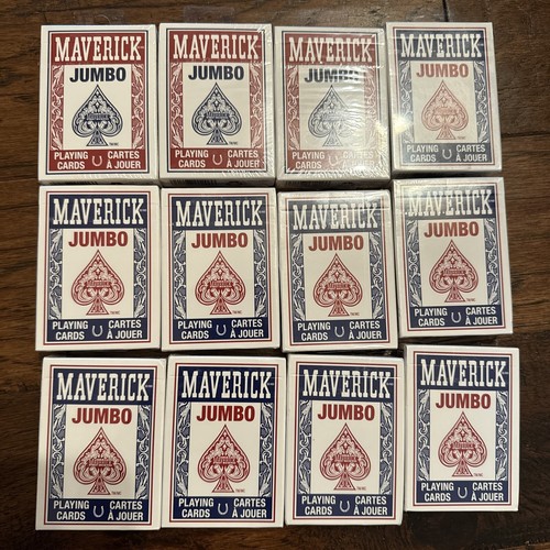 12-Decks Maverick Jumbo Index Playing Cards DOZEN 3-Red & 9-Blue Lot ...