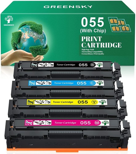 4 PACK With Chip for Canon 055 Toner imageClASS LBP660C MF740C MF741Cdw ...