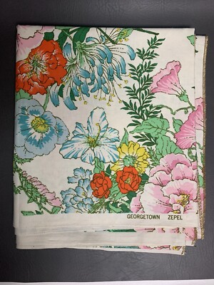 GEORGETOWN ZEPEL Floral 44" X 53" Fabric Material 1970's | eBay