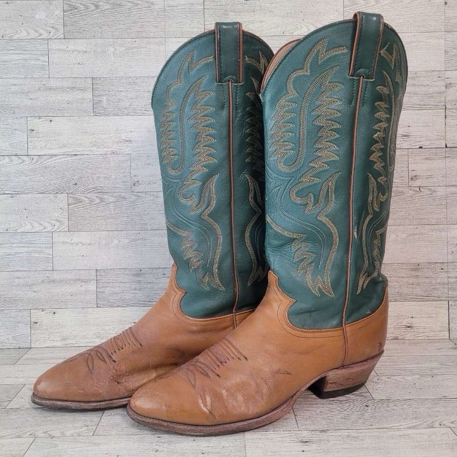 Men's Justin Western Brown Leather Tall Buckaroo Rodeo Cowboy Boots ...