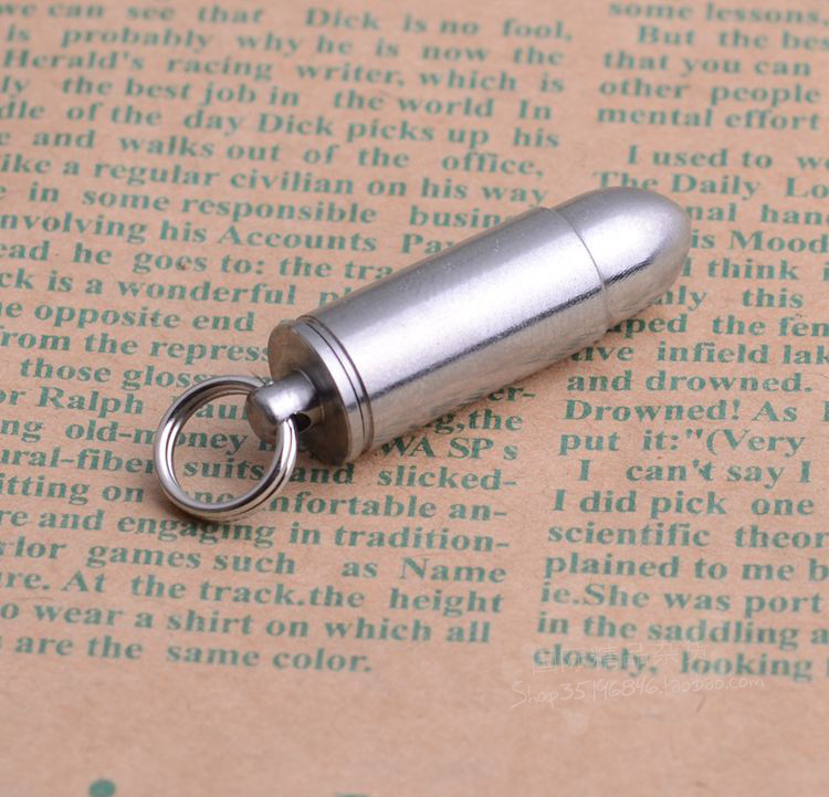 Titanium MINI Bullet Shape Necklace Pendant Waterproof Medicine Box ...