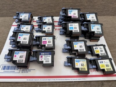 Lot 32 HP 80 Black Cyan Magenta Yellow Printhead DesignJet 1050/55 ...