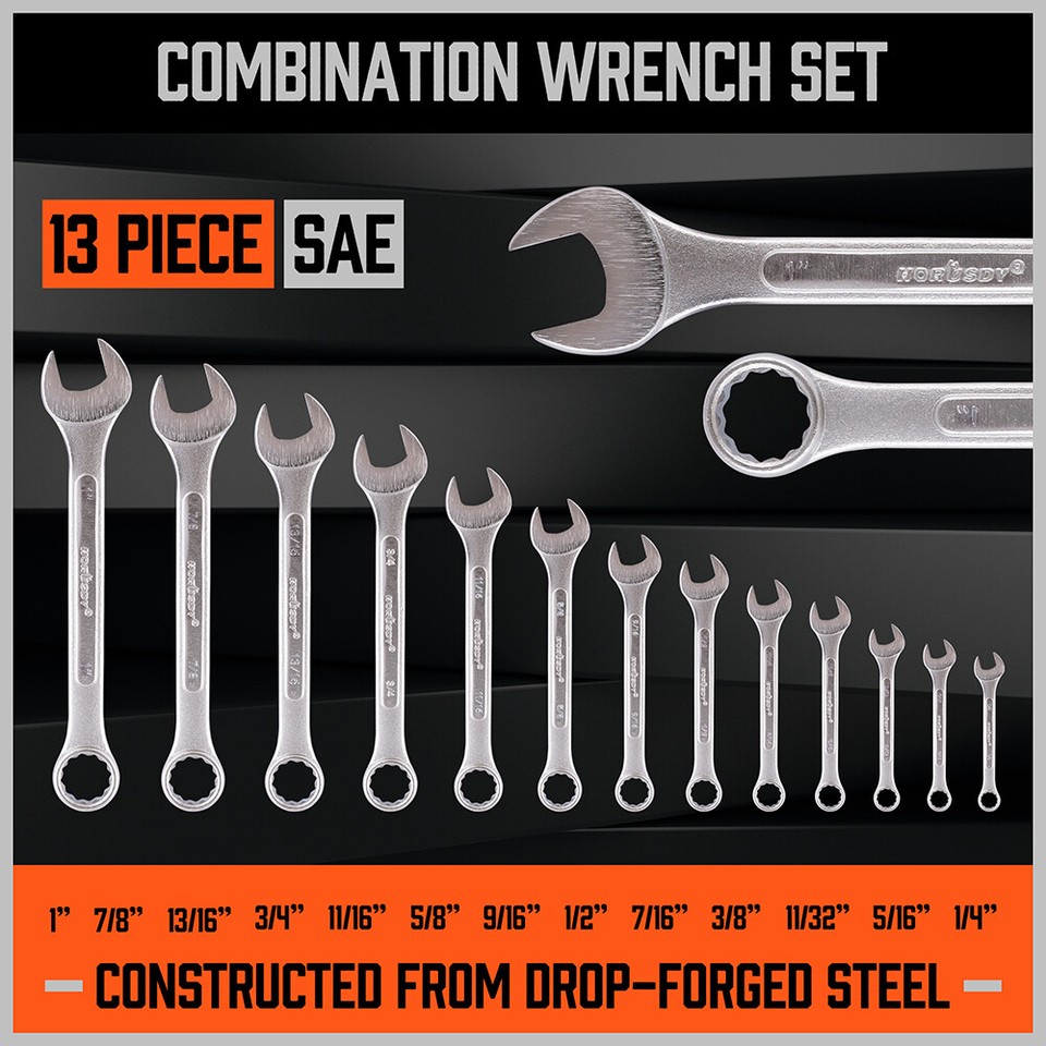 26pc Metric & Imperial Combination Spanner Wrench Set Standard 8-24MM 1 ...