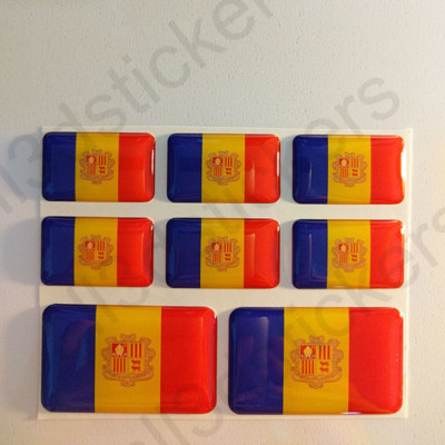 Sticker Andorra Resin Domed Stickers Andorra Flag 3D Vinyl Adhesive ...