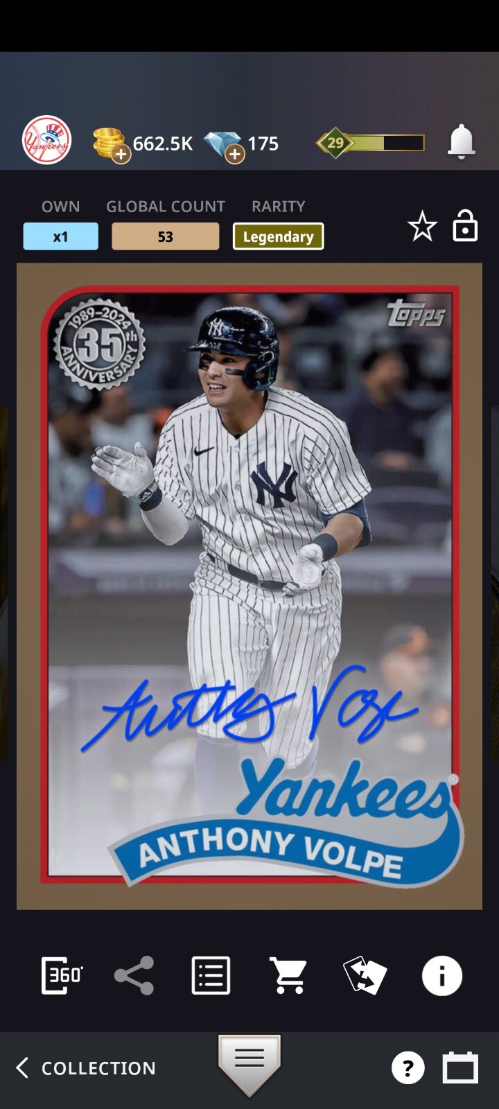 Topps Bunt Anthony Volpe Auto Signature Legendary DIGITAL | eBay