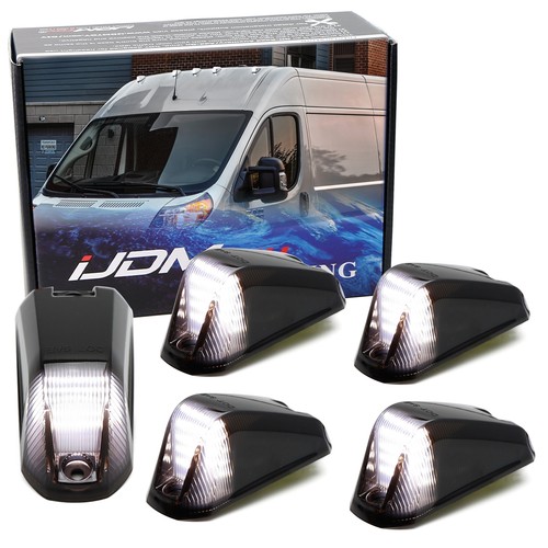 5pc Smoke Lens White Full LED Front Cab Roof Light Kit For 2014-23 RAM ...