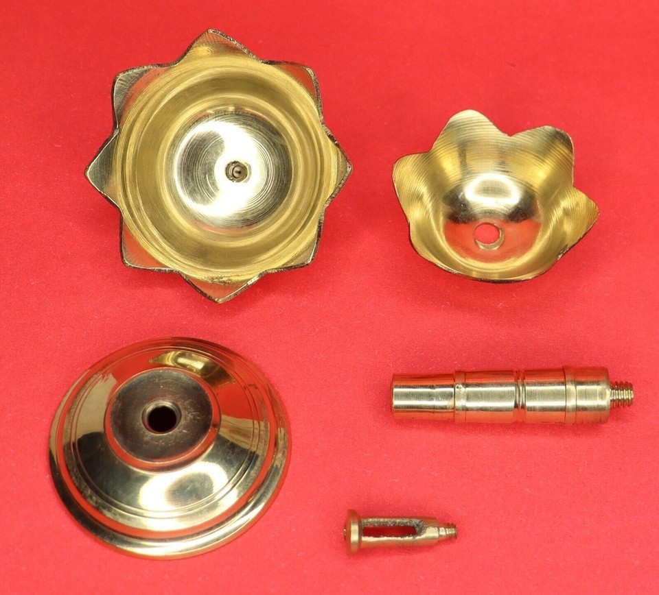 Lotus Shape Puja Diya Handmade Brass Oil Wick Lamp Deepak Temple Décor ...